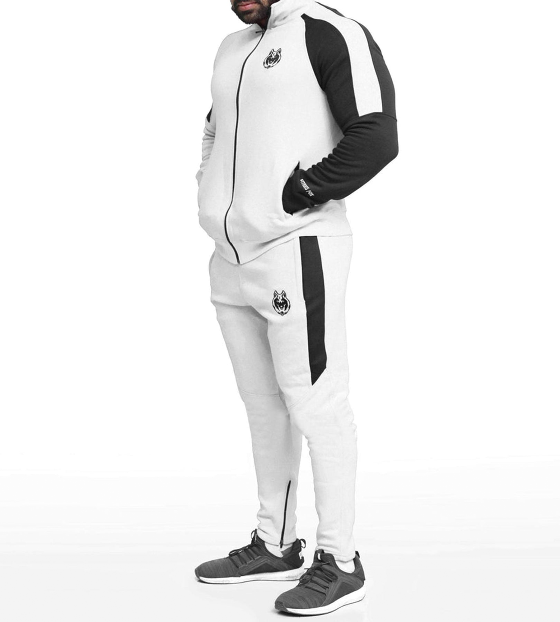 White Comfy TRACKSUIT with HOOD – FITNESS FOX